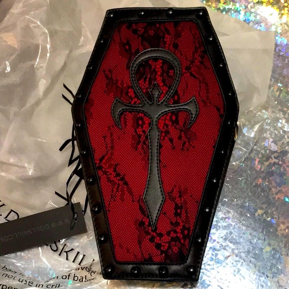 Dolls Kill | Bags | Dolls Kill Willow Ahnk Overlay Coffin Backpackcrossbody Bag | Poshmark